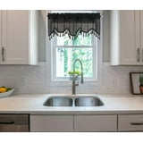 "1Pc Black Faux Silk Waterfall Valance with Tassels, Rod Pocket, 55""W ...
