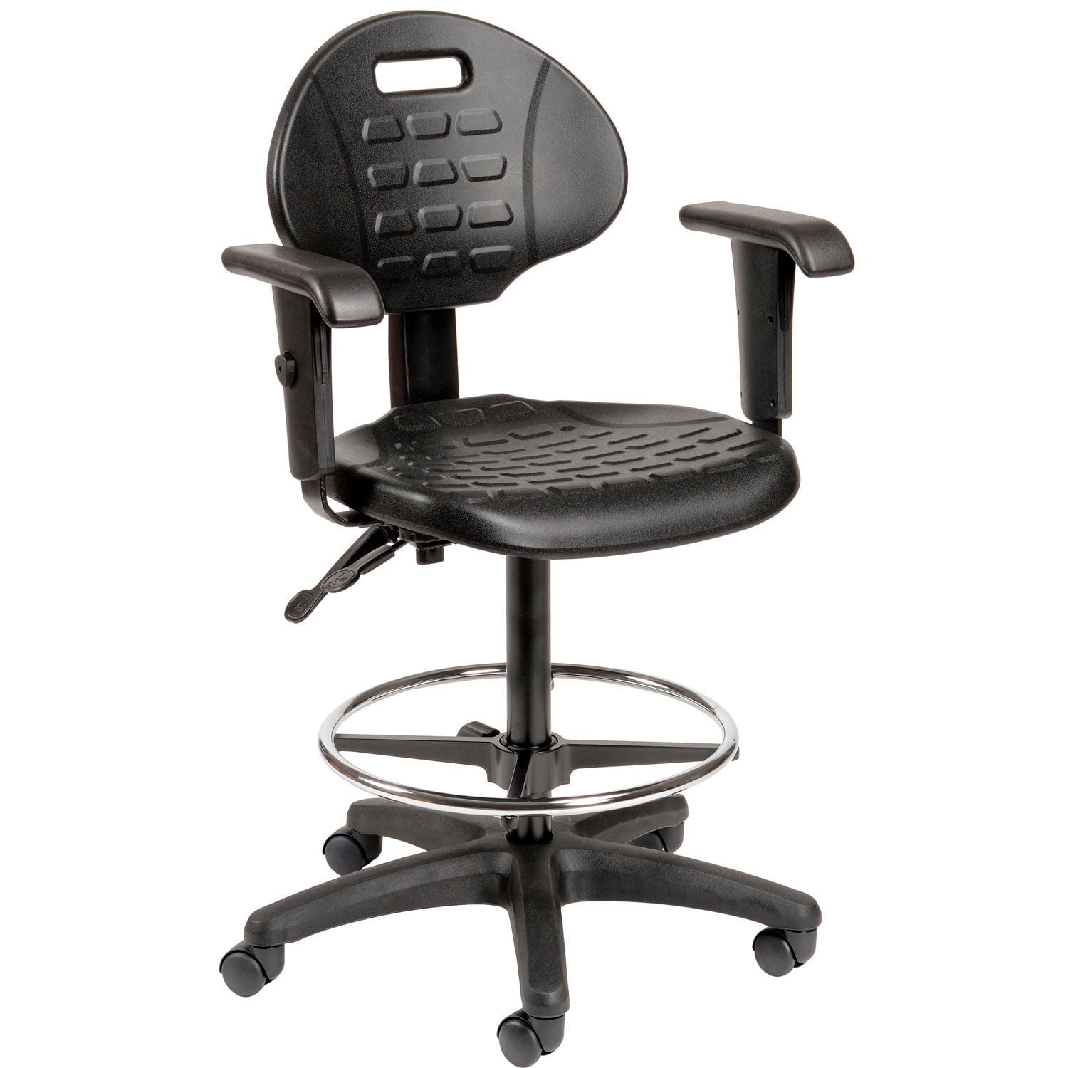 Interion Polyurethane Task Stool with Adjustable Arms, Black - Walmart.com