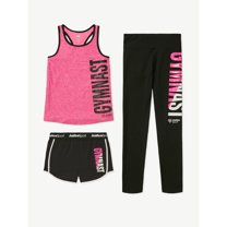 Justice Girls Active Tank, Short, and Legging, 3-Piece Outfit Set ...