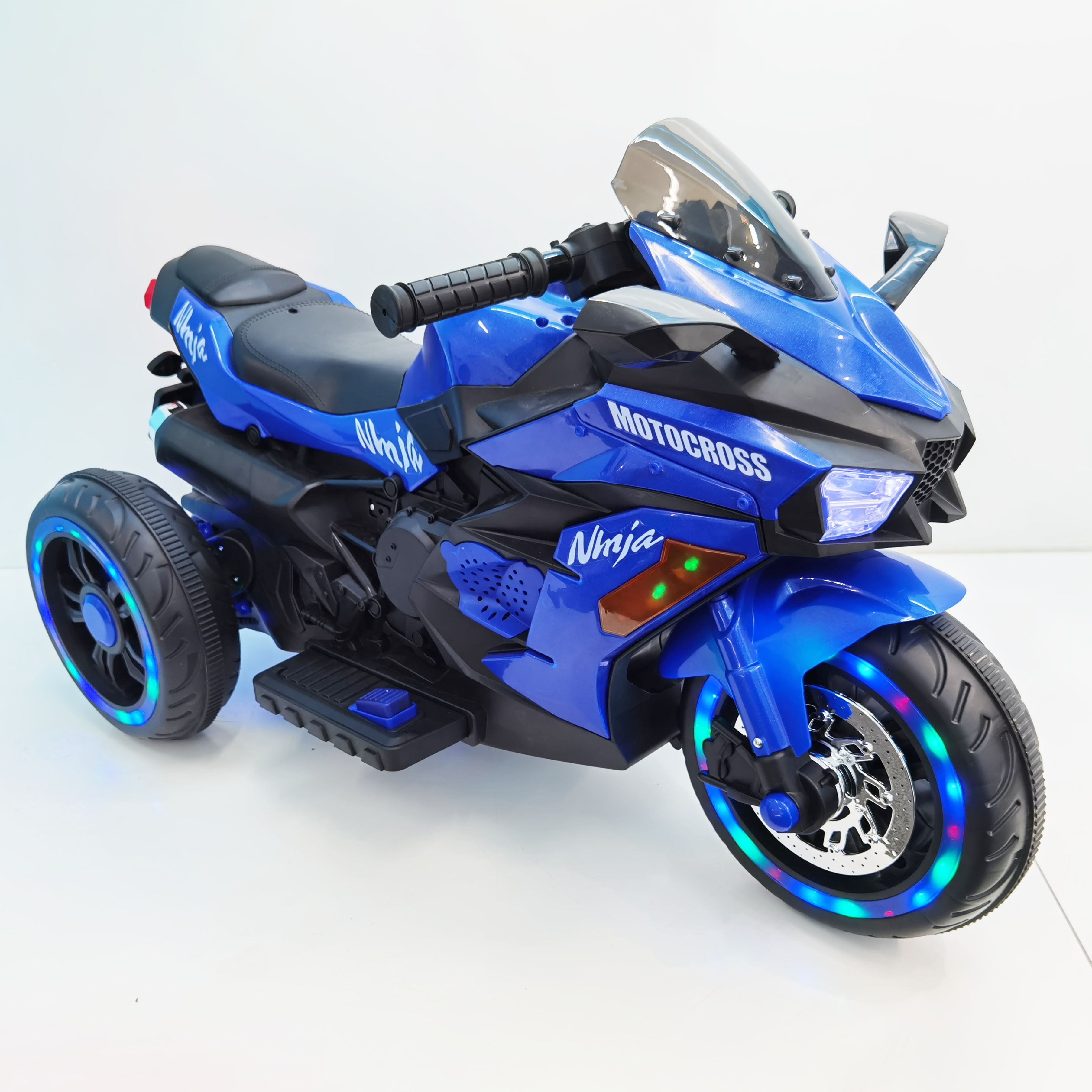 Techvida 12V Kids Motorcycle, Battery Powered Electric Vehicle with 3 Wheels, LED Lights, Foot ...