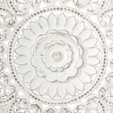 DecMode White Wood Handmade Intricately Carved Floral Wall Decor with Mandala Design - Walmart.com