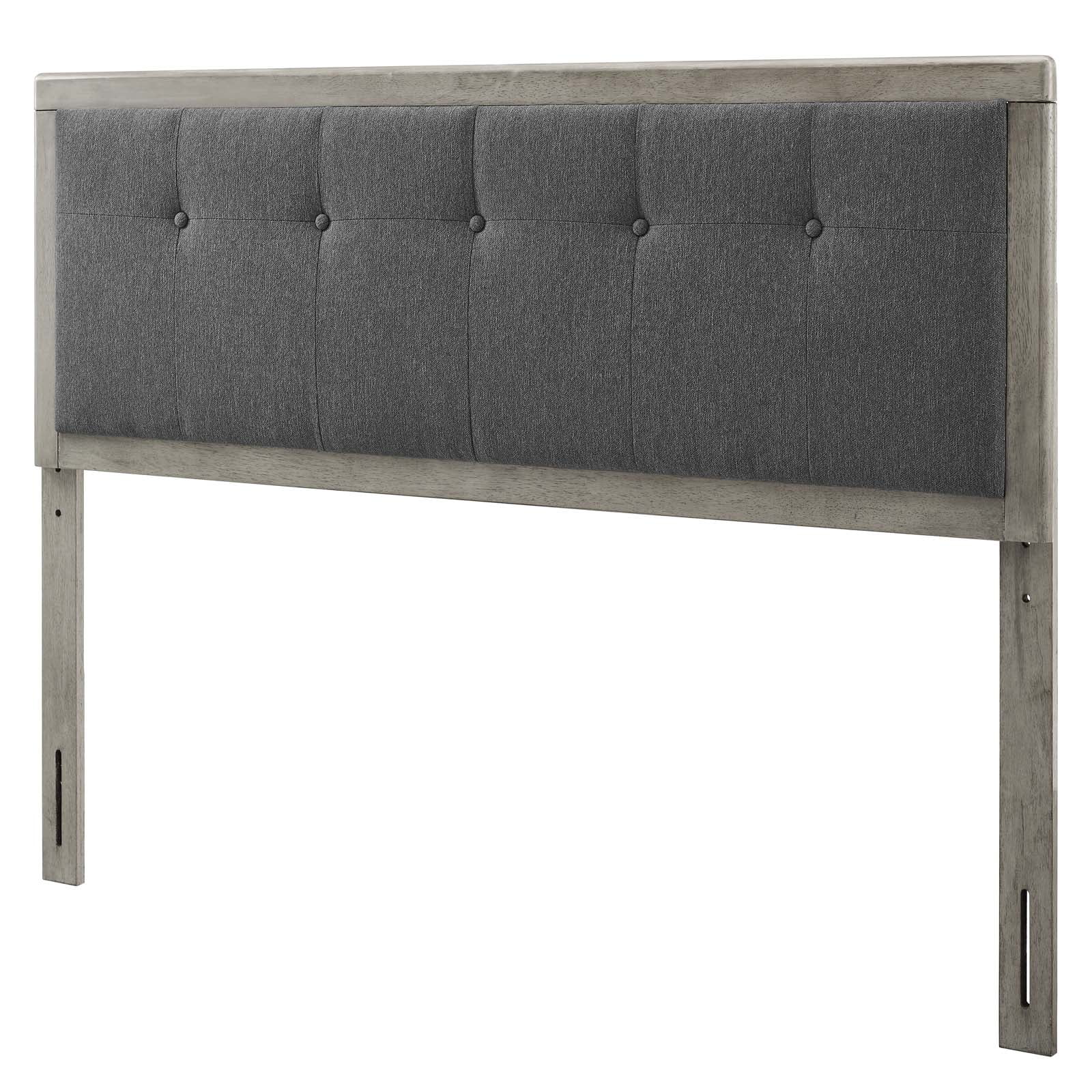 Tufted Headboard, Full Size, Wood, Fabric, Grey Gray, Modern ...