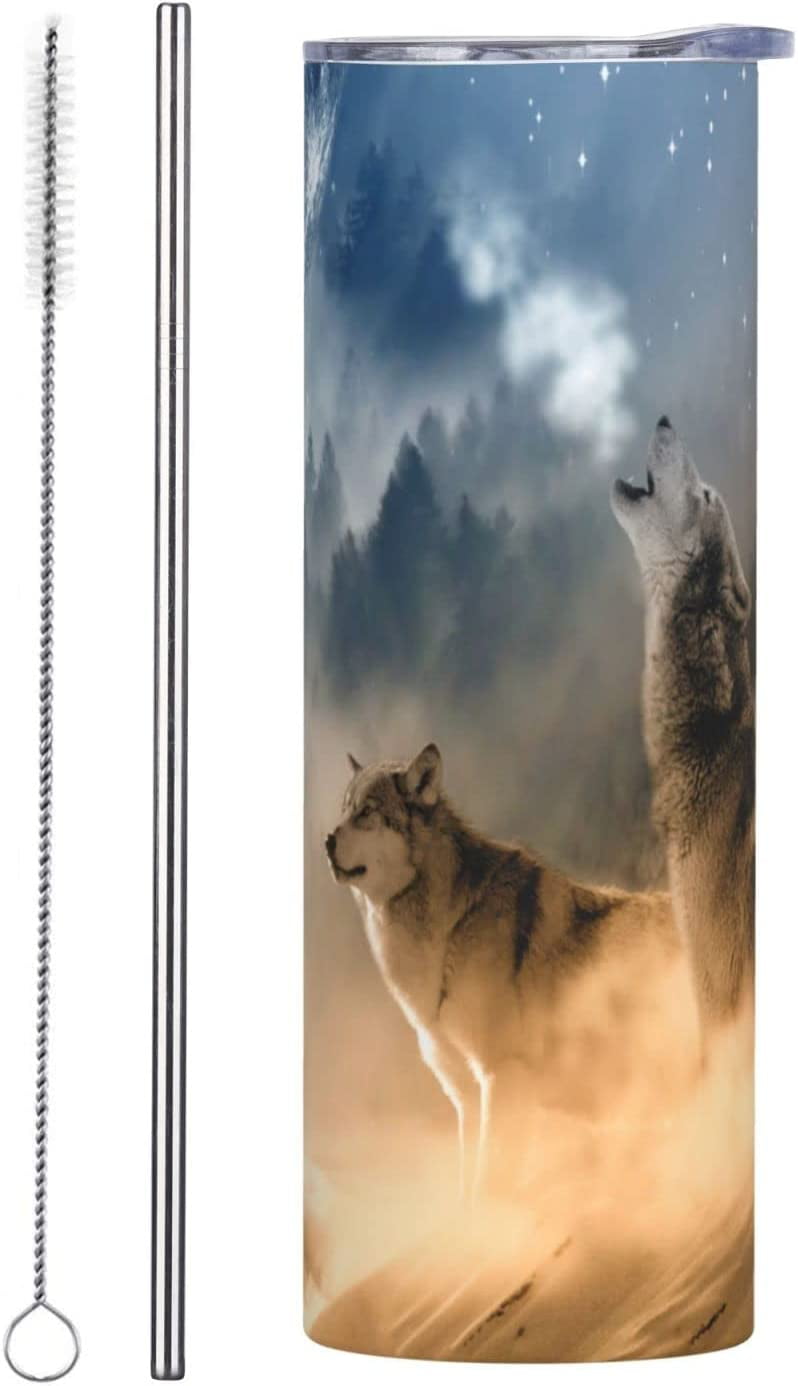 Athenstics Wolf Coffee Cup 20 Oz Stainless Steel Mug With Lid Mens ...