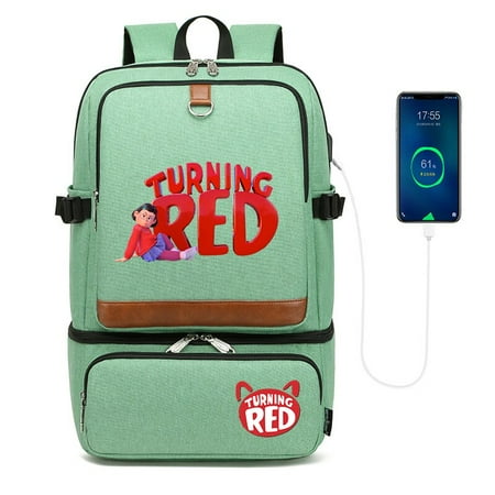Disney Turning Red Backpacks Laptop Backpack Insulated Compartment USB ...
