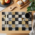 Black Gold Mosaic Cotton Linen Placemats Set of 8, Rustic Abstract ...