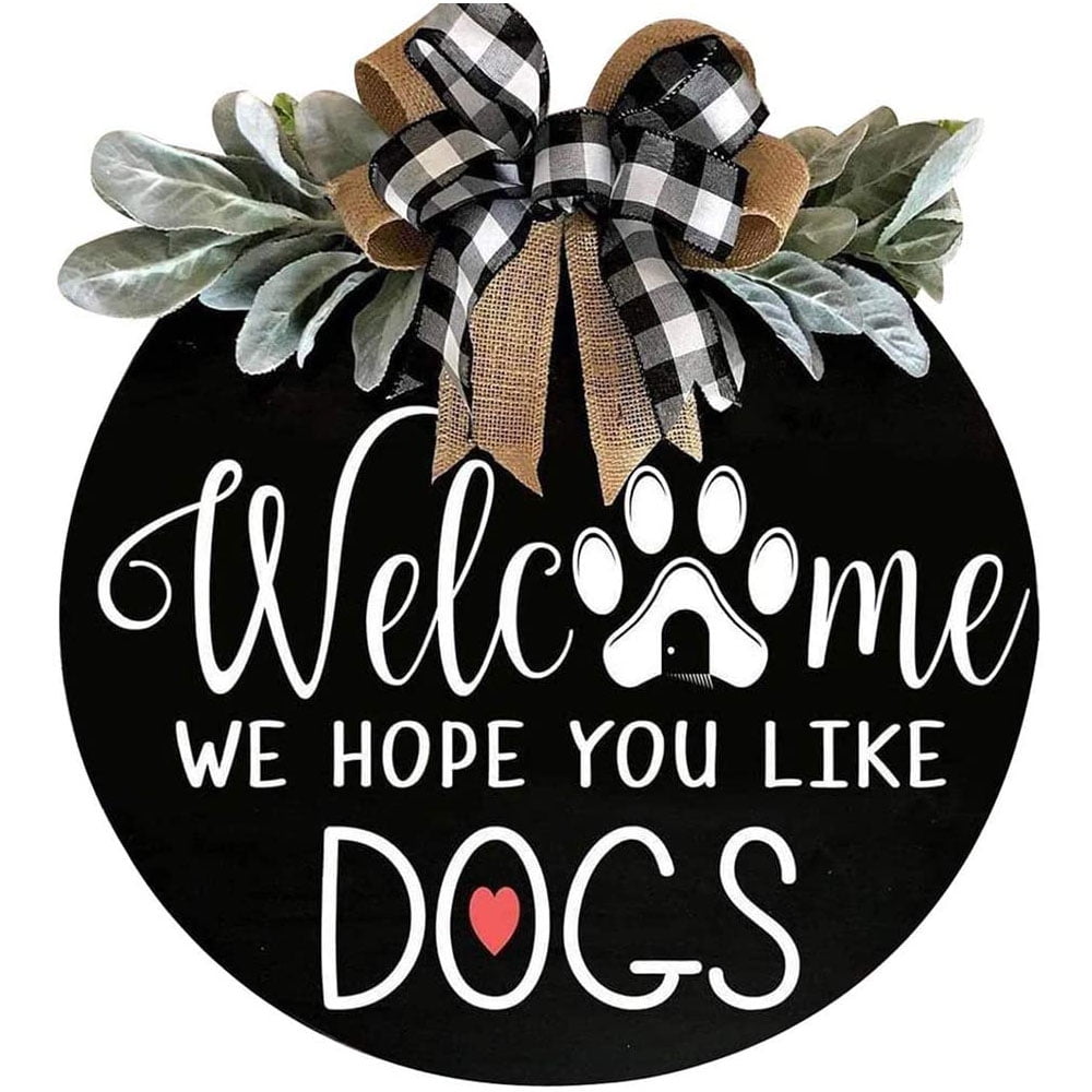 GRNSHTS Welcome Sign, Front Door Round Wreath Sign Hanging for Porch ...