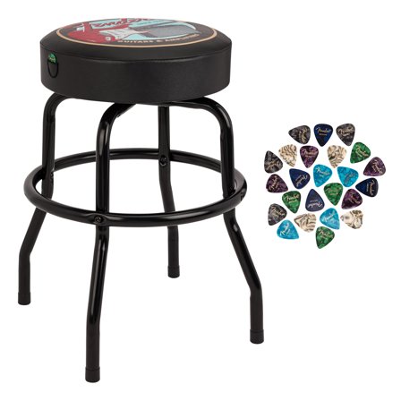 Fender 30 Inch Spaghetti Logo Pick Pouch Barstool Bundle with Austin ...