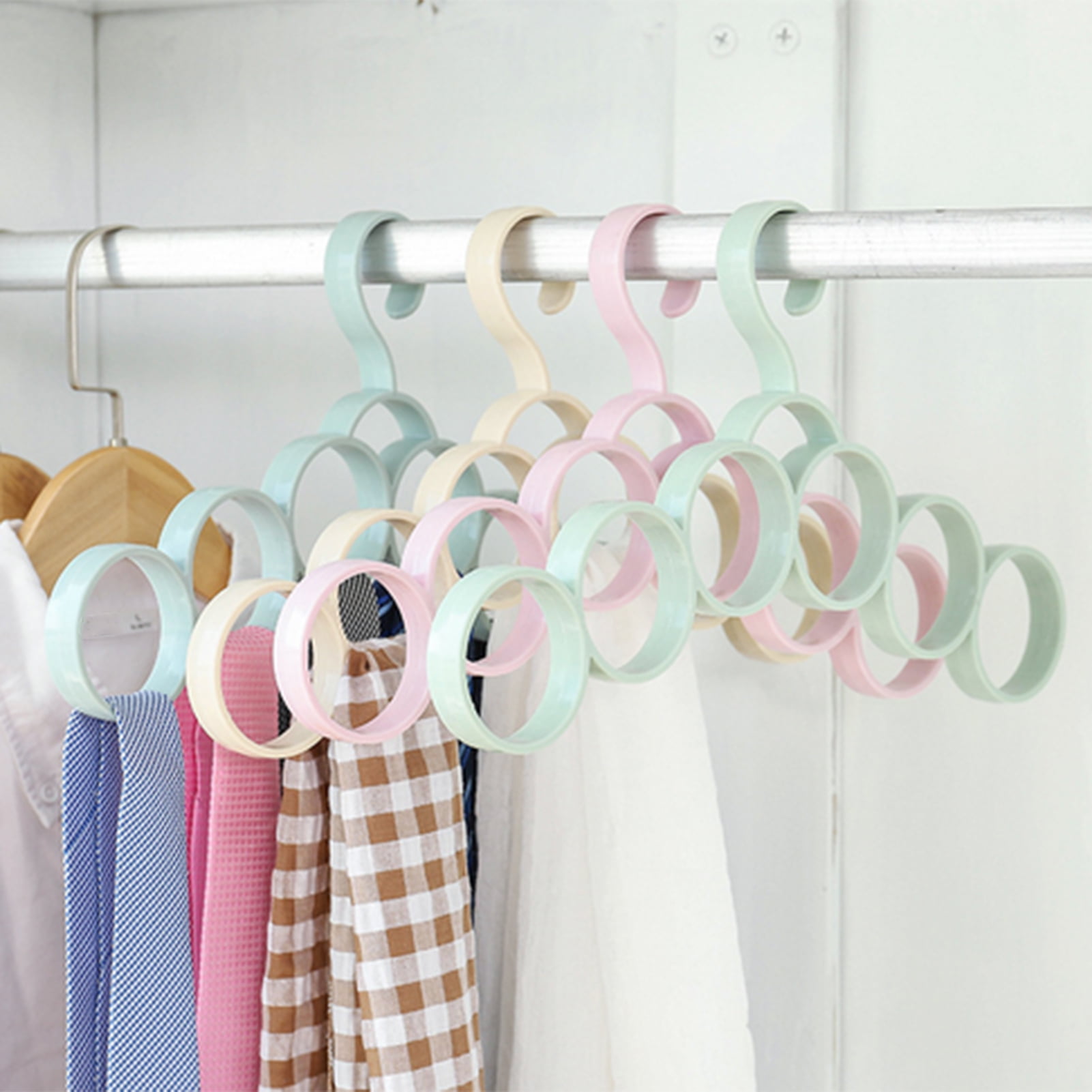 Space Saving Hangers,Plastic Scarf Rack,9 Hole Wardrobe Closet ...