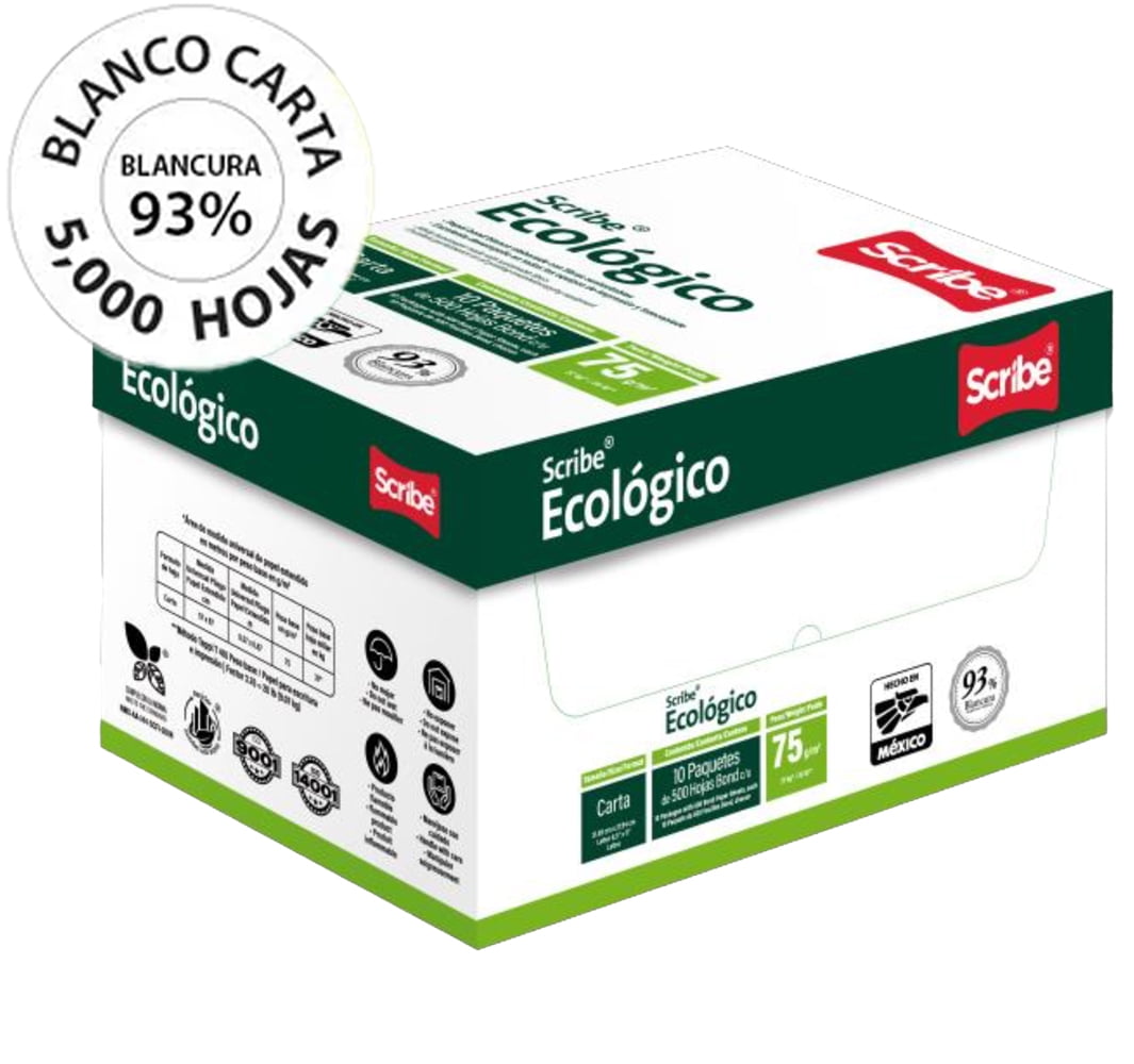 Papel Bond Blanco Tamaño Carta Scribe Verde Multiproposito Ecológico ...