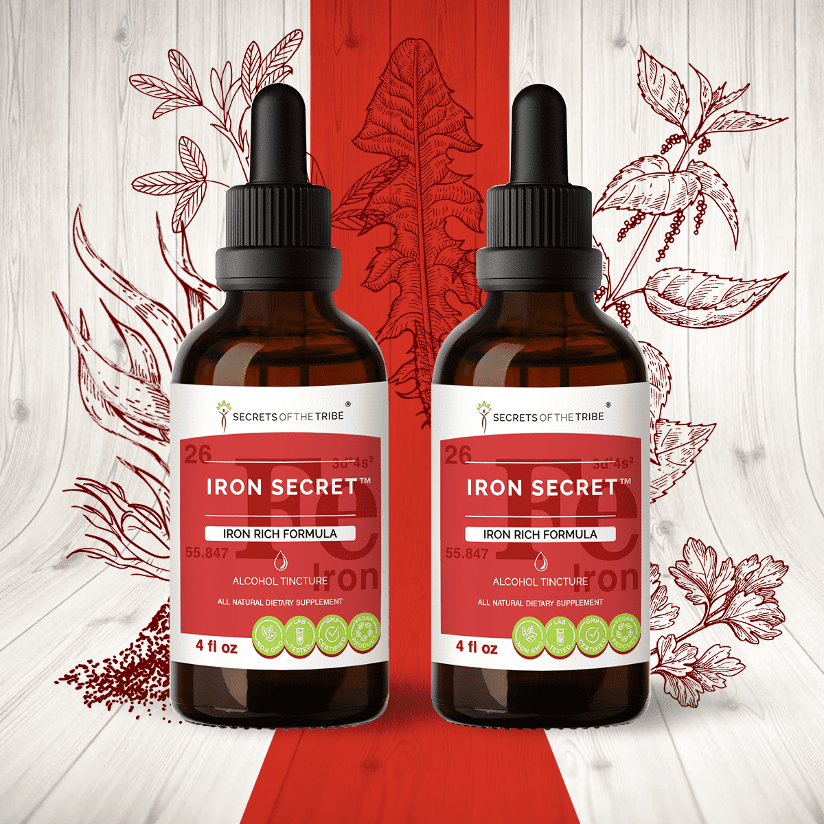 Iron Secret Alcohol Extract, Tincture, Spirulina, Stinging Nettle ...