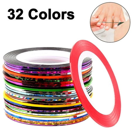 32 Colors Nail Striping Tape Line , Multicolor Rolls Striping Tape ...