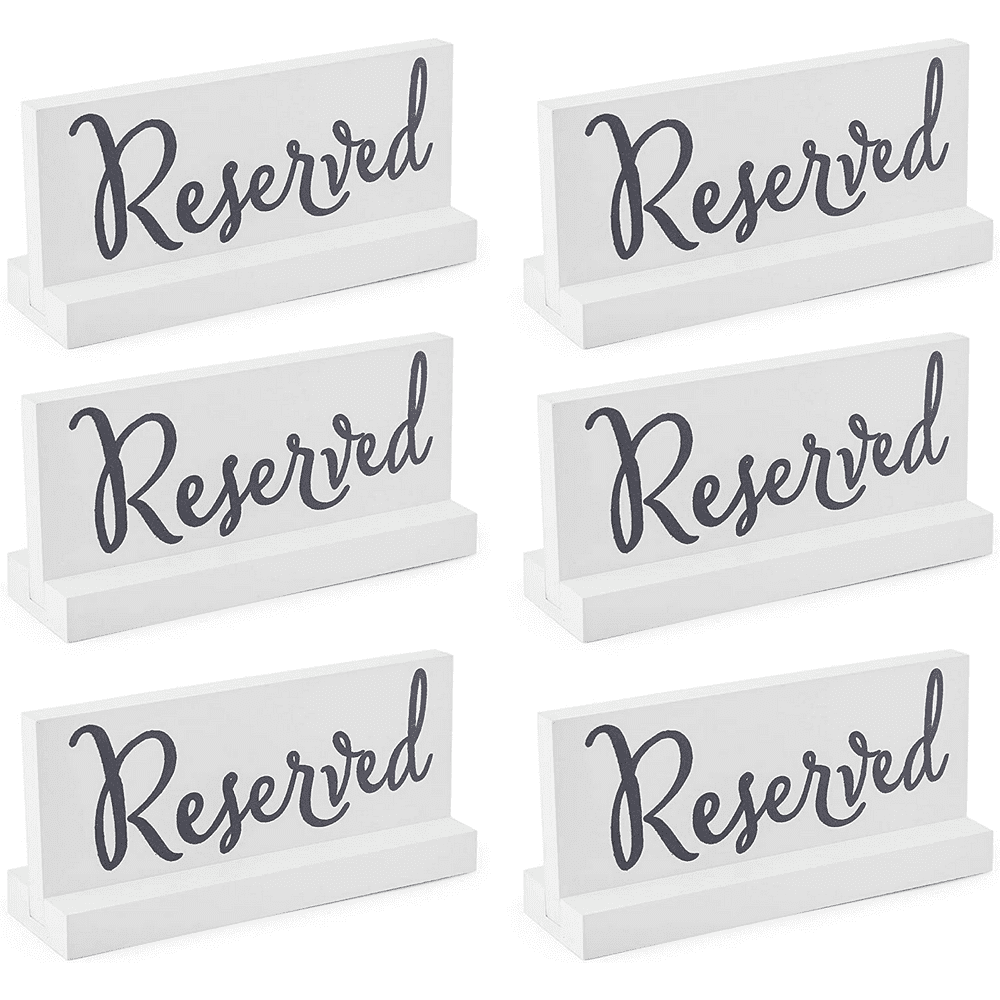 Darware Wooden Reserved Signs for Tables (6-Pack, White); Rustic Real ...