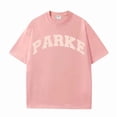 2026 New Fashion Women's Navy Blue Oversized PARKE Letter T-Shirt ...