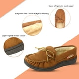 Alpine Swiss Sabine Womens Suede Shearling Moccasin Slippers with Faux ...