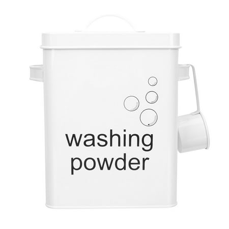 Lidded Iron Laundry Detergent Bucket Washing Powder Container Holder ...