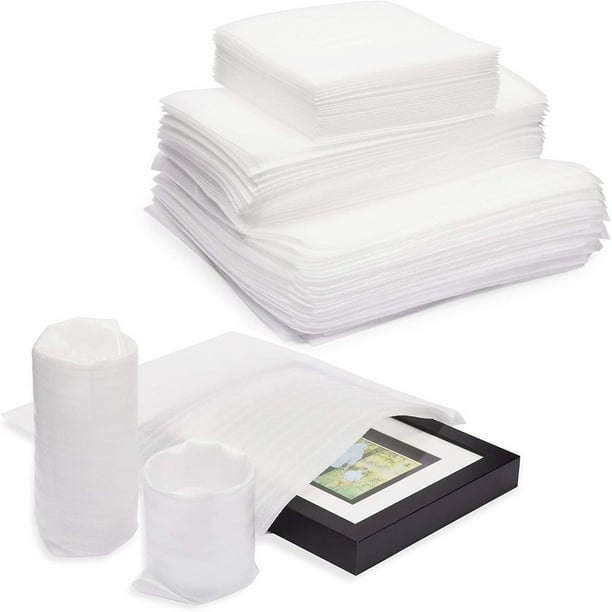75 Pieces Foam Packing Pouches, 3-Sizes Cushion Wrap Sheets for Dishes ...