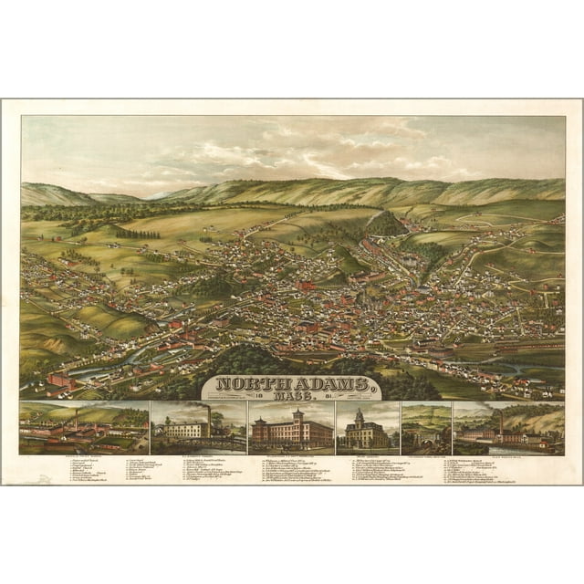 24"x36" Gallery Poster, map of North Adams, Massachusetts 1881 ...