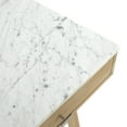 Viola 44" Rectangular Italian Carrara White Marble Writing Desk with ...