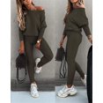 Fashion Casual Lace-Up Off-Shoulder Sports Long Pants Long Set for ...