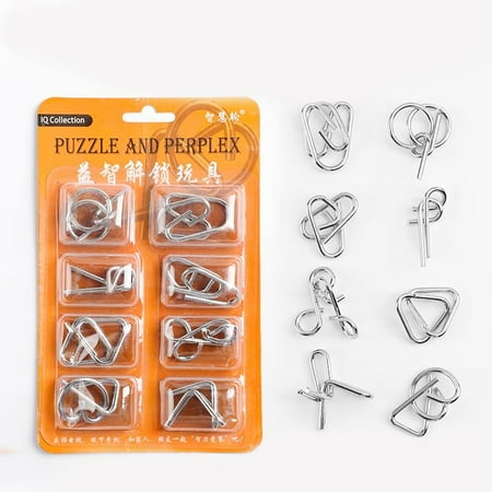 JOYWEI Brain Teasers Metal Puzzles for Kids and Adults 8 Pack, Mind, IQ ...