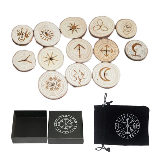Liveday 13 Piece Witch Runes | Wood Runes Set Witchcraft Supplies for ...