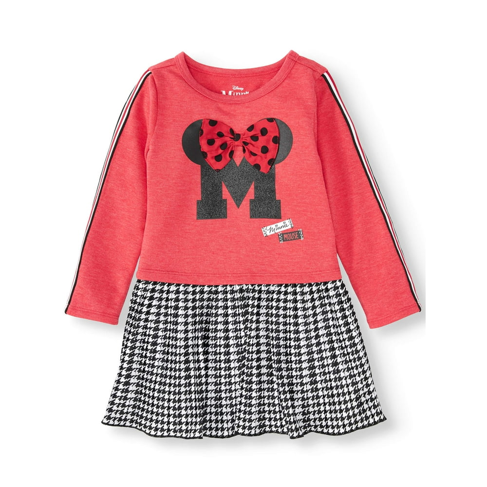 Minnie Mouse - Minnie Mouse Long Sleeve Racer Stripe Dress with Plaid ...
