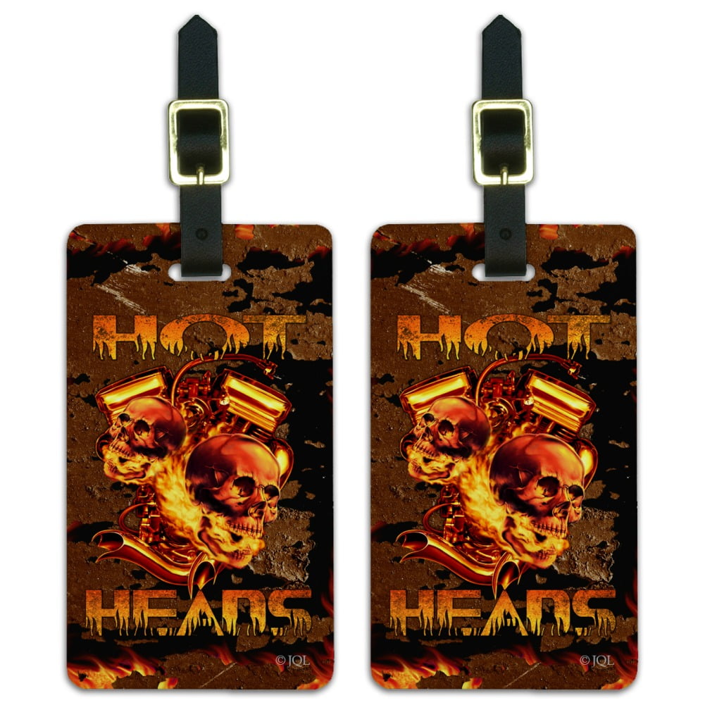 Hot Heads Pistons Skulls Biker Motorcycle Chopper Luggage ID Tags ...