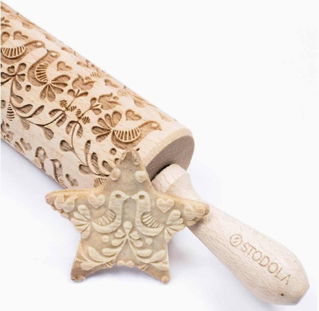 Stodola Engraved Large Rolling Pin with FOLK DOVES Pattern - Walmart.com