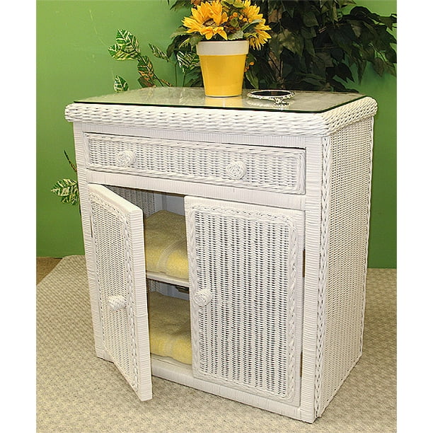 All Purpose Wicker Commode Cabinet, White - Walmart.com