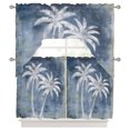 Blue Palm Tree Swag Curtains Valance and Tier Set, Summer Tropical ...