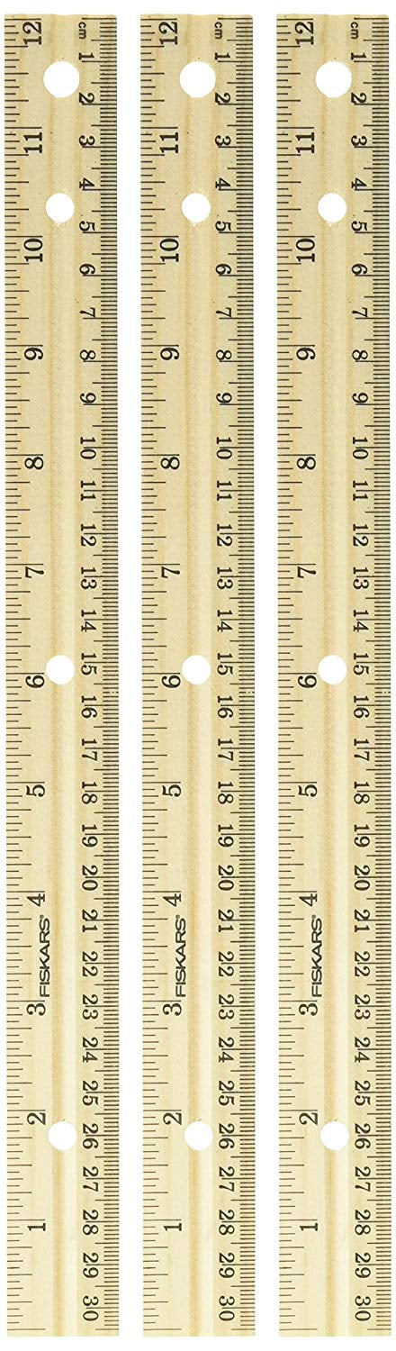 Fiskars 12-Inch Wooden Ruler 3-Pack - Walmart.com