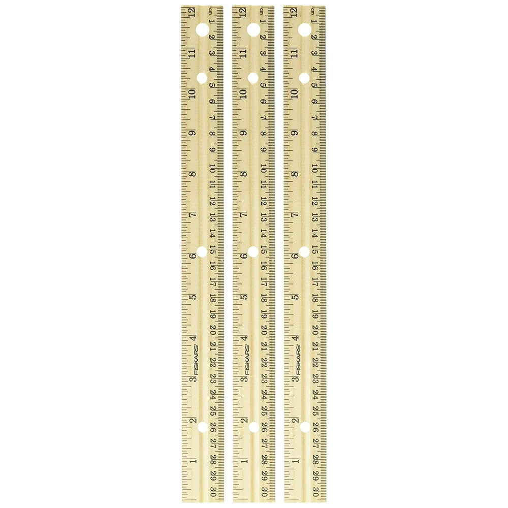 Fiskars 12-Inch Wooden Ruler 3-Pack - Walmart.com - Walmart.com