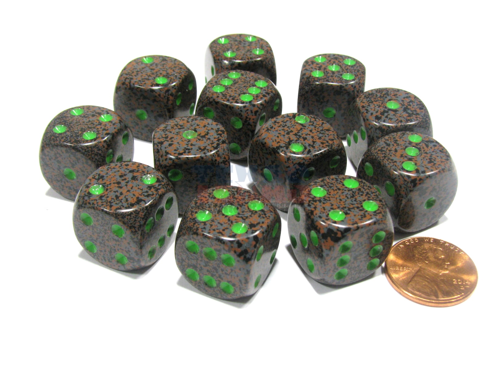 Chessex Speckled 16mm D6 Dice Block (12 Dice) - Earth #25710 - Walmart.com