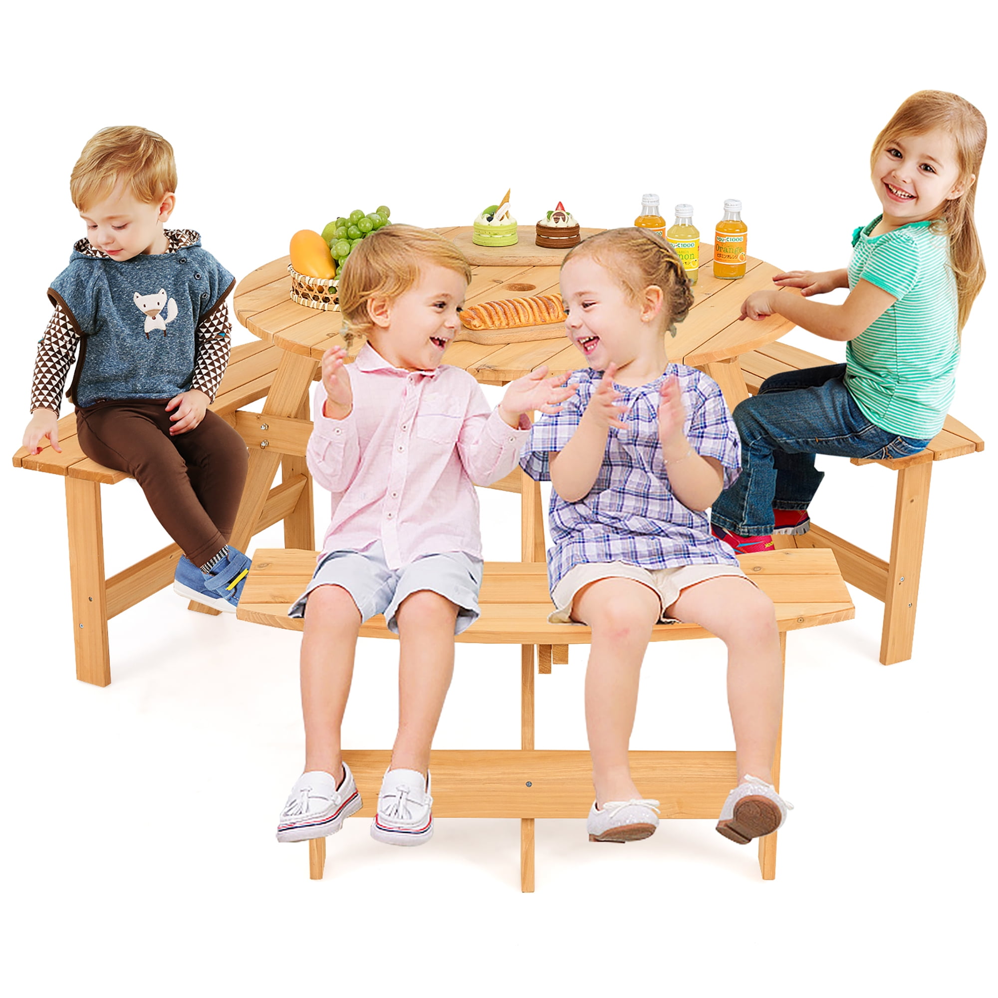 Click here for Gymax Kids Outdoor Wooden Picnic Table & Bench Set... prices
