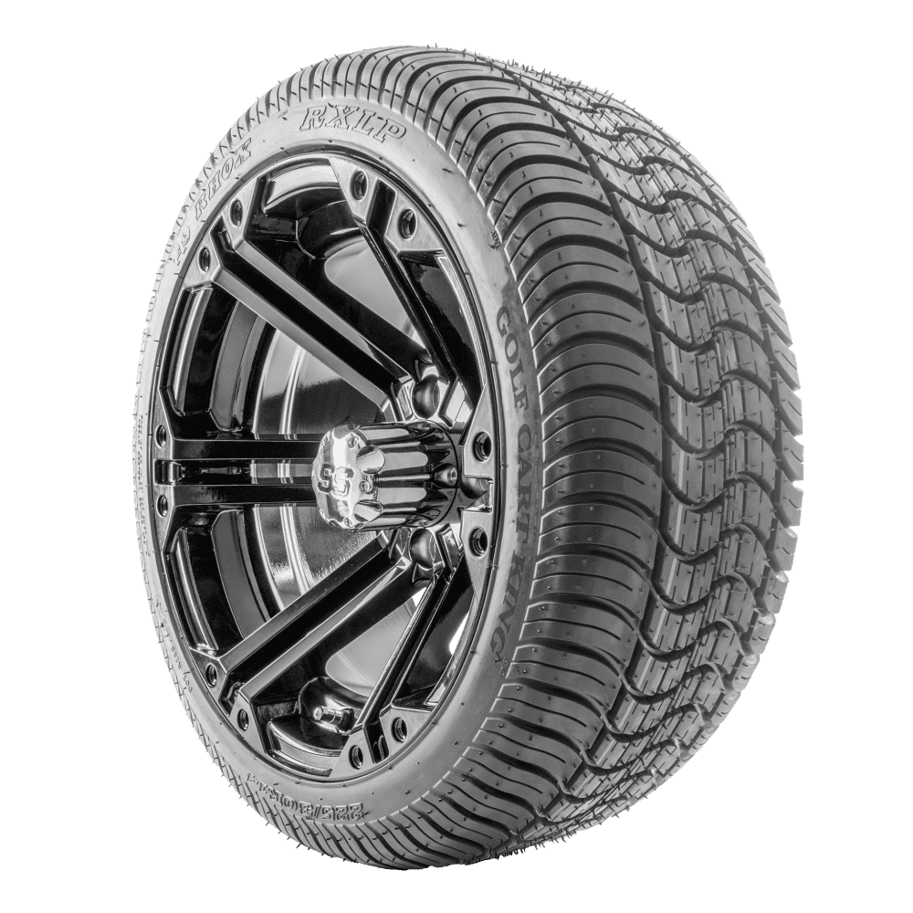 Golf Cart Wheels and Tires - 14" RHOX SS RX354 Black w/ Low Pro Tires ...