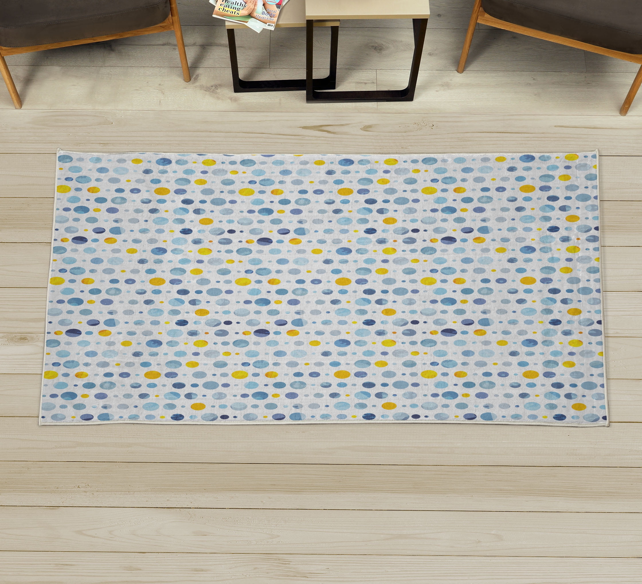 Abstract Decorative Rug, Colorful Circular Large Polka Dots Bubble ...