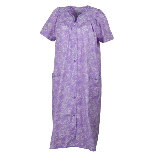 Elegant Emily Women's Snap-Front Duster Robe With Pockets - Lavender ...