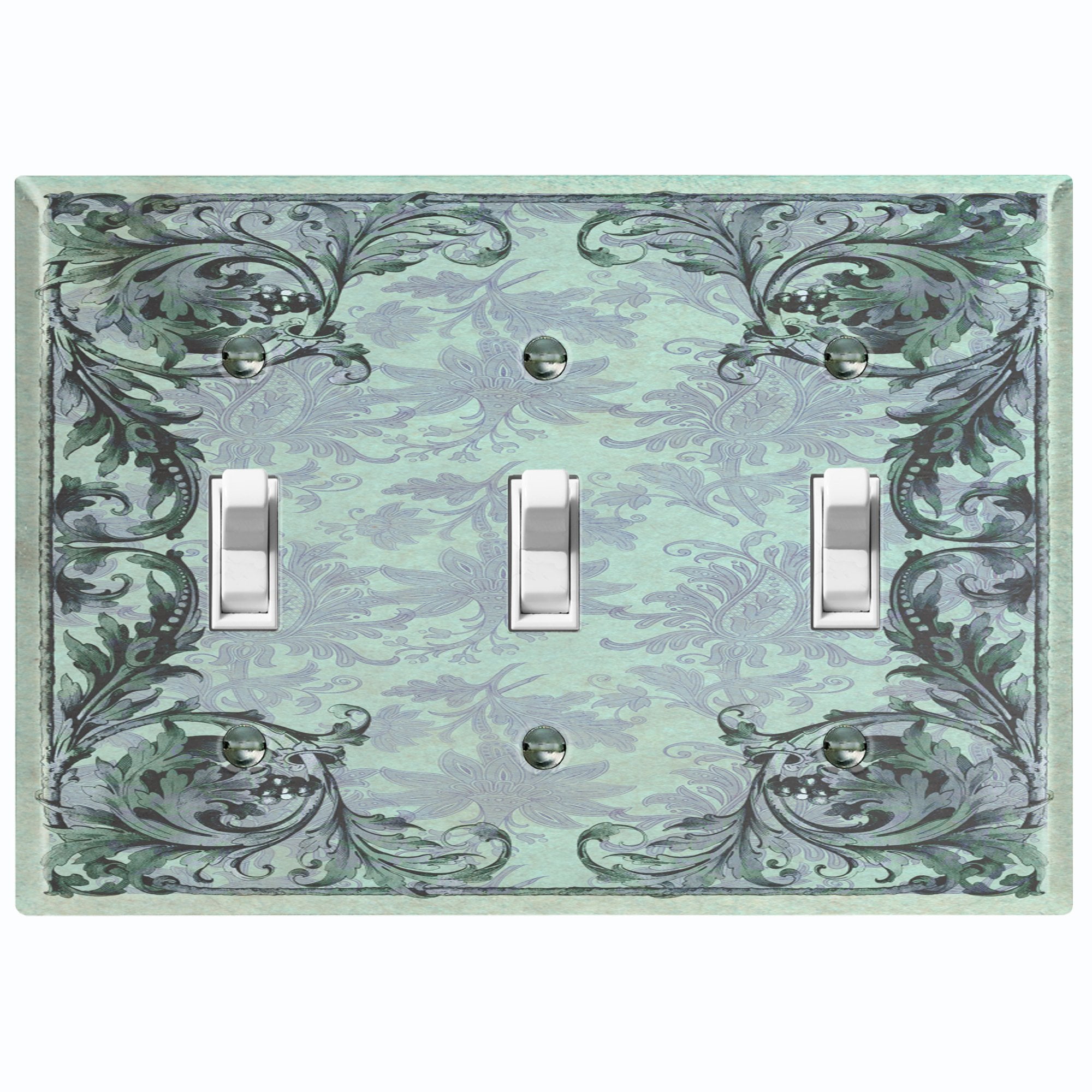 Metal Light Switch Plate Cover Elegant Green Grape Vine Damask Frame ...