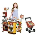 Supermarket Play Set Plastic Toy w/ Shopping Cart Coffee Shop 65 Pcs ...
