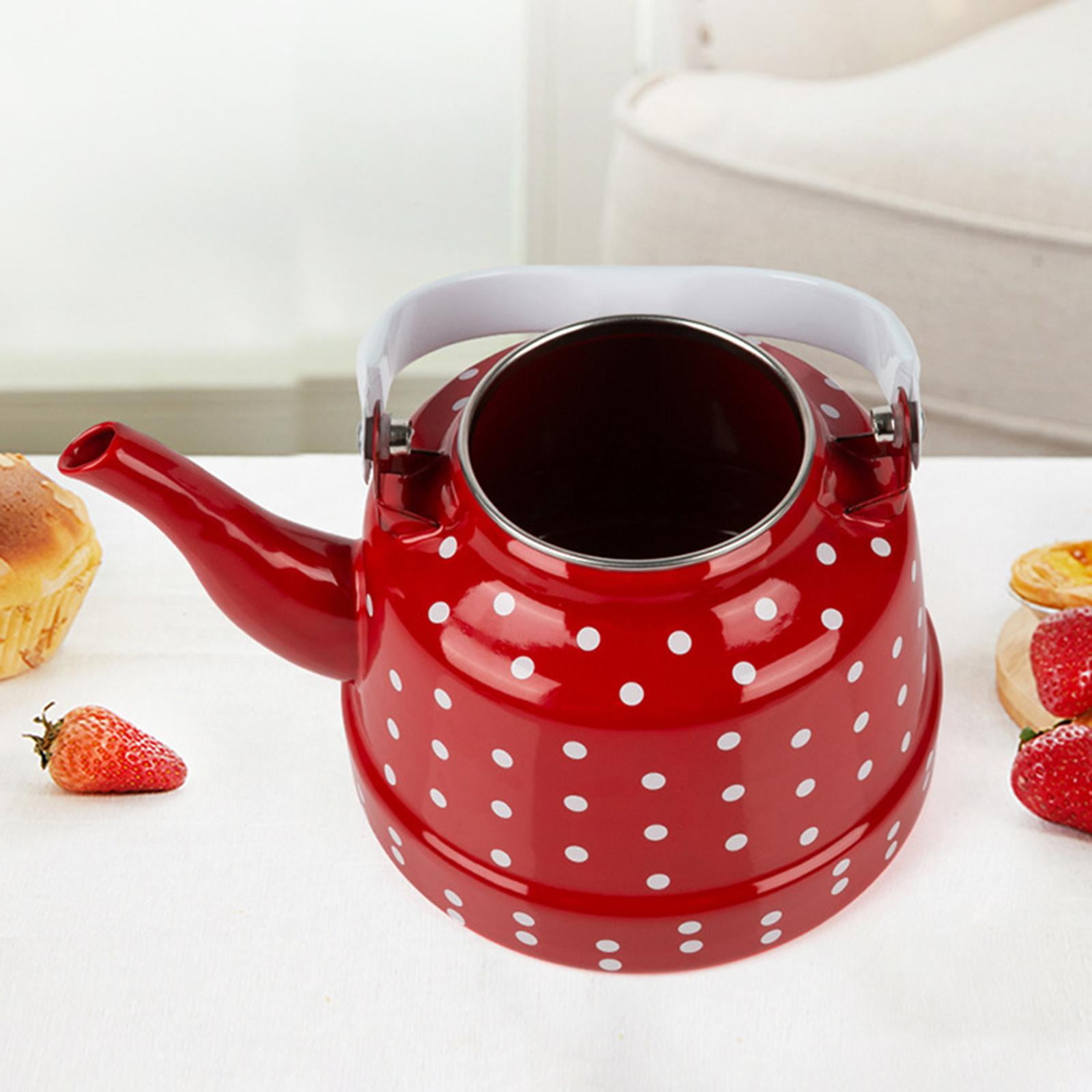 Enamel Teapot for Electric Cooktop 1100ml Hot Water Boiling Pot for ...