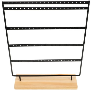 Sfugno Wooden Earring Display Stand with Metal Hooks, Portable Jewelry ...