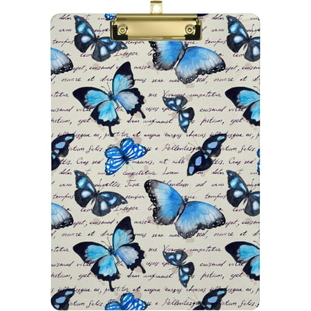 POGLIP Blue Butterflies Clipboard Hardboard Wood Nursing Clip Board and ...