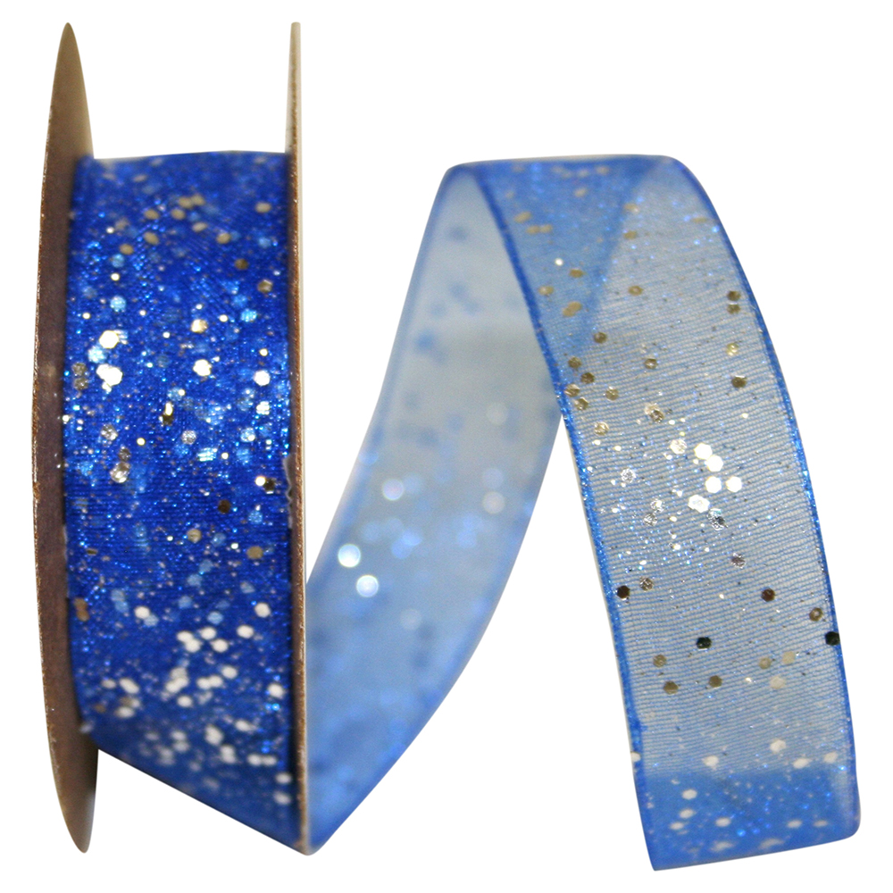 Reliant Ribbon - 25740-050-03J, Glitter Mono Sheer Ribbon, Royal, 5/8 ...