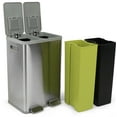 "Simpli-Magic 60L Dual Compartment Trash Can, Soft-Close Lid, Stainless ...