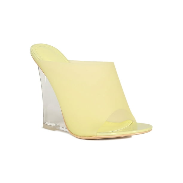 Cape Robbin - Women Colored PVC Open Toe Mule Clear Wedge Sandal 18799 ...