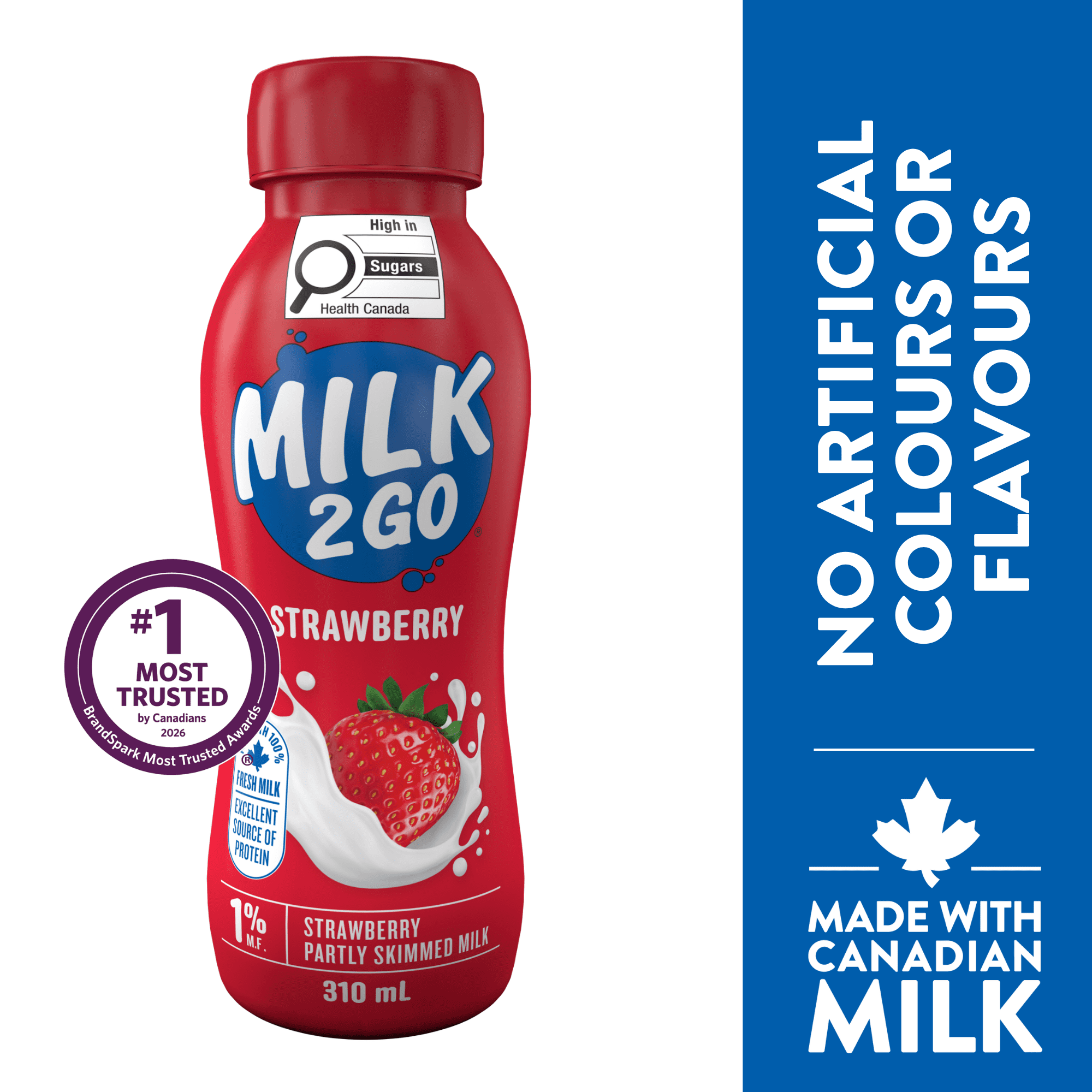 Click here for Milk2go 1 Strawberry Partly Skimmed Milk 310 Ml prices