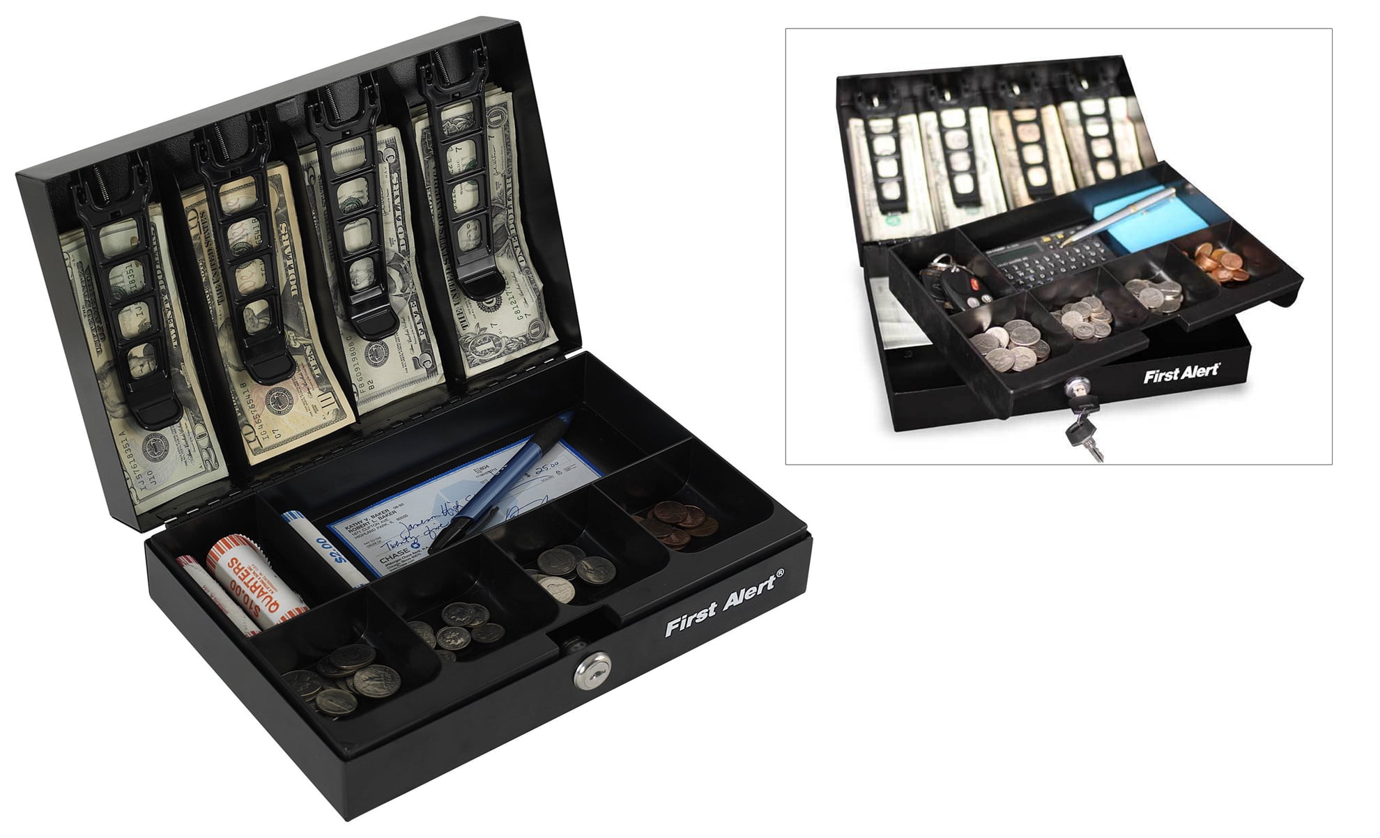 First Alert 3026F Black Cash Box With Money Tray - Walmart.com