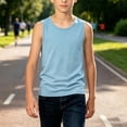 BCSIOAOI Tee Shirts Boys,Cotton Crew Neck Plain Solid Sleeveless Casual ...