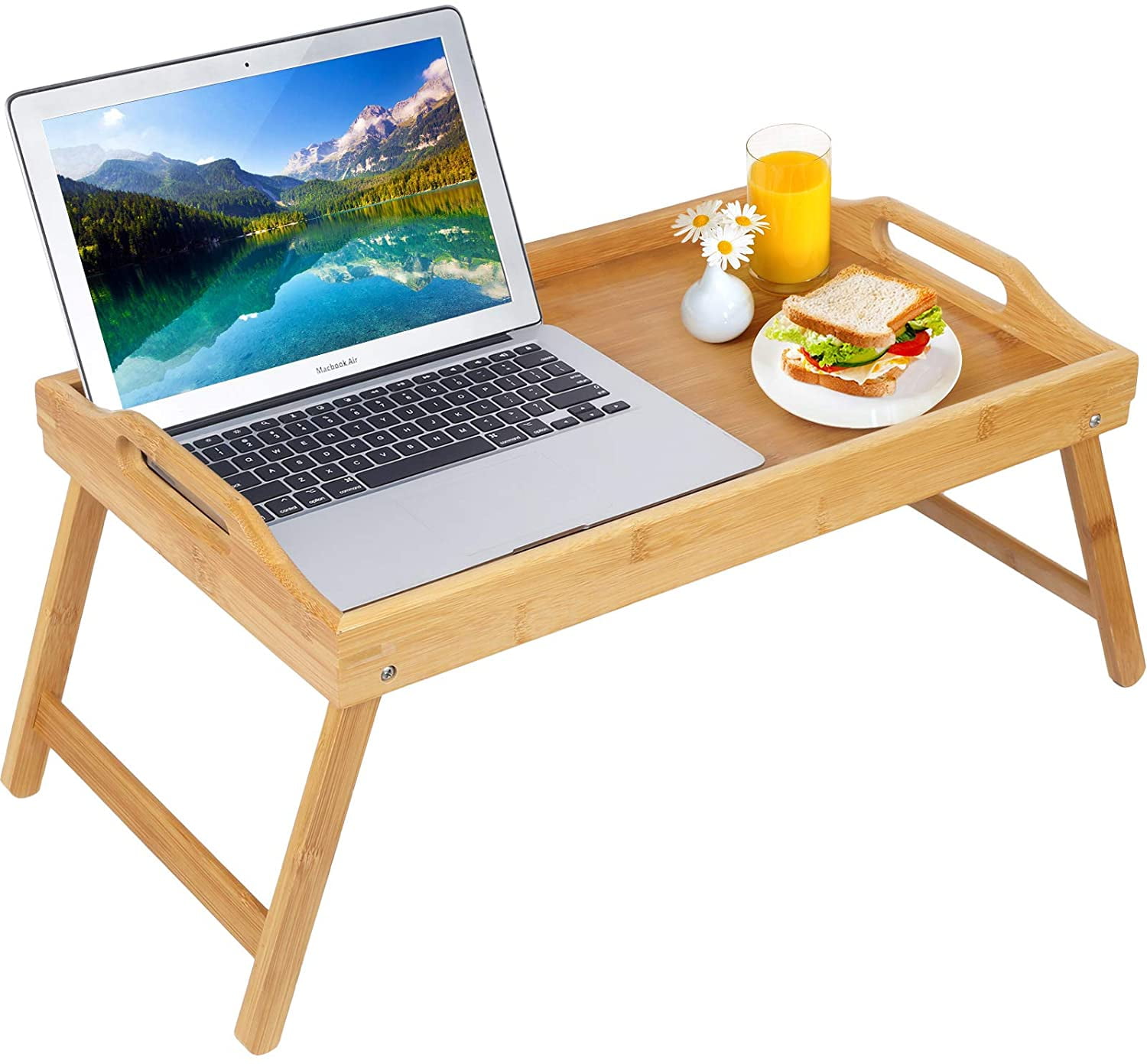 Artmalle Bed Tray Table Rectangle Breakfast Food Tray with Folding Legs ...