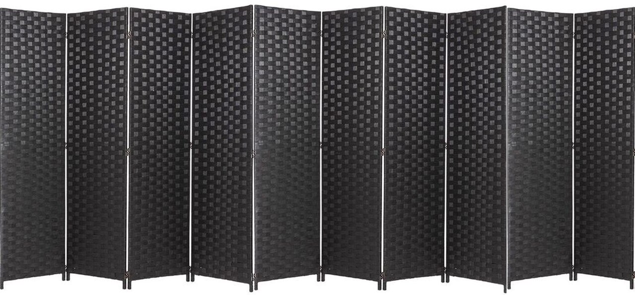 Legacy Decor Room Divider 10 Panel Weave Design Fiber Black Color ...